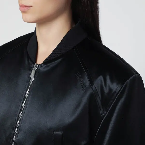 Attico Shiny Cropped Bomber Jacket