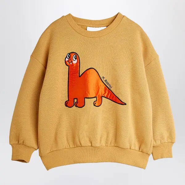 MINI RODINI Crewneck Sweatshirt With Dino Appliqu - Beige