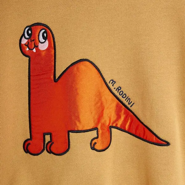 MINI RODINI Crewneck Sweatshirt With Dino Appliqu - Beige