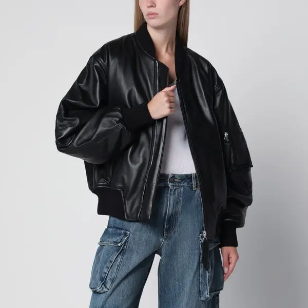Attico Anja Leather Bomber Jacket