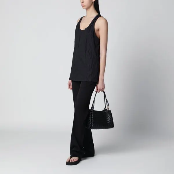 TOTEME Crinkled Cotton Tank Top - Black