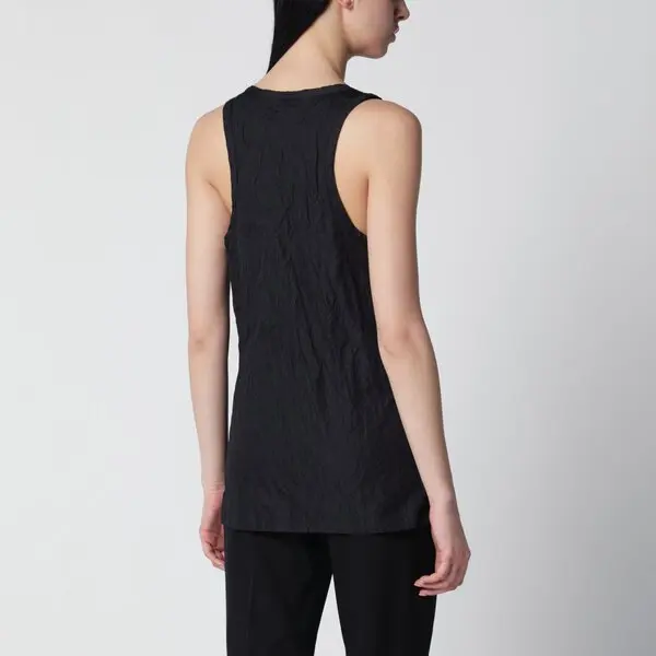 TOTEME Crinkled Cotton Tank Top - Black