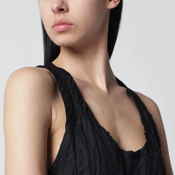 TOTEME Crinkled Cotton Tank Top - Black