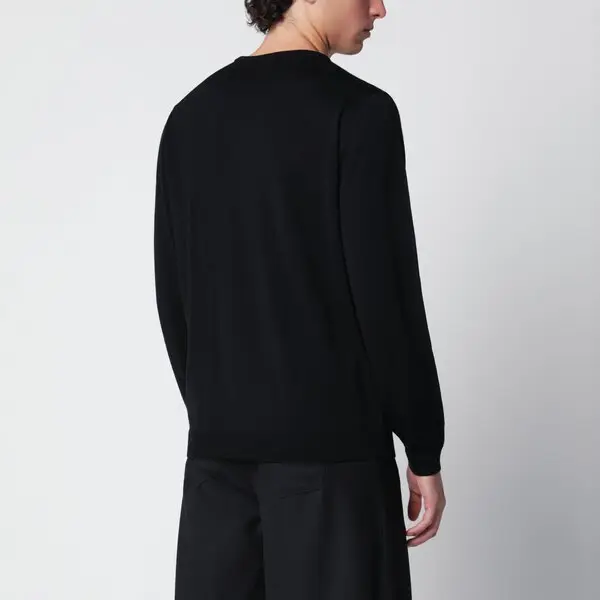 ROBERTO COLLINA Merino Wool Crew-neck Knit Sweater - Black