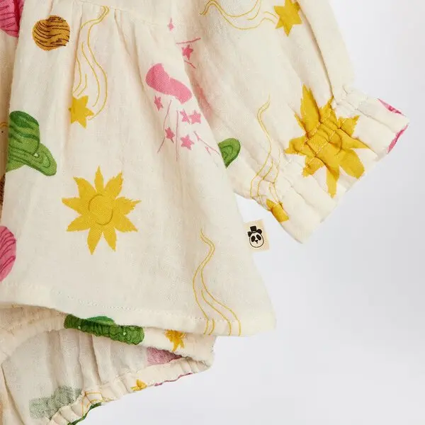 MINI RODINI Space Print" Muslin Bodysuit