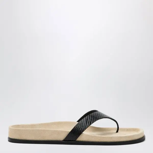 TOTEME Lizard-effect Leather Flip-flops - Black