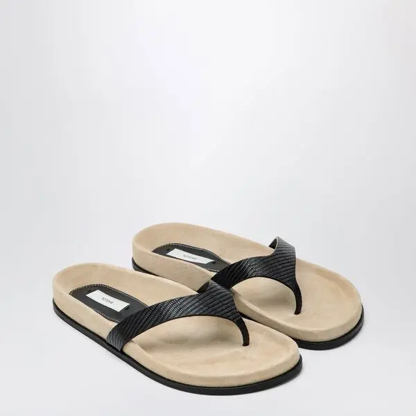 TOTEME Lizard-effect Leather Flip-flops - Black