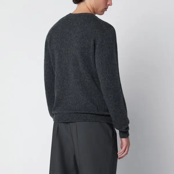ROBERTO COLLINA Anthracite Wool-blend Crew Neck Sweater