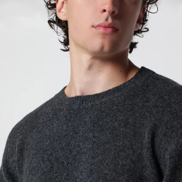 ROBERTO COLLINA Anthracite Wool-blend Crew Neck Sweater