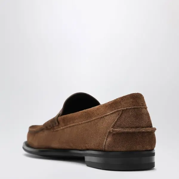 Prada Cacao Aged-effect Suede Loafers
