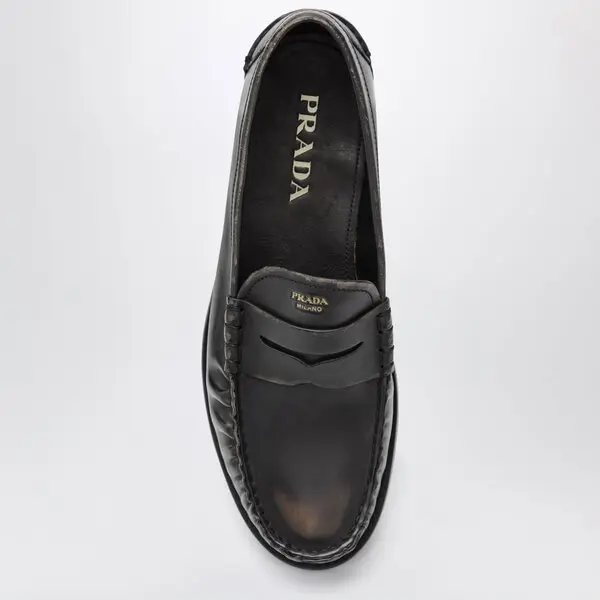 Prada Aged Leather Loafers