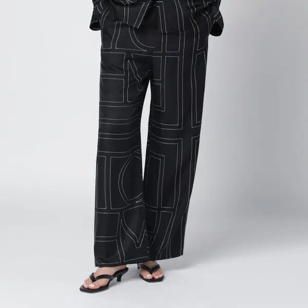 TOTEME Silk Monogram Trousers - Black