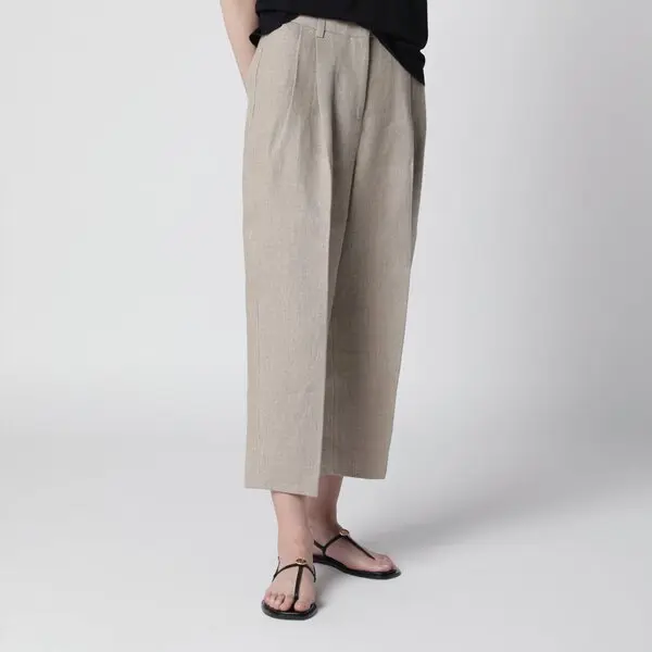 TOTEME High-waisted Linen Cropped Shorts