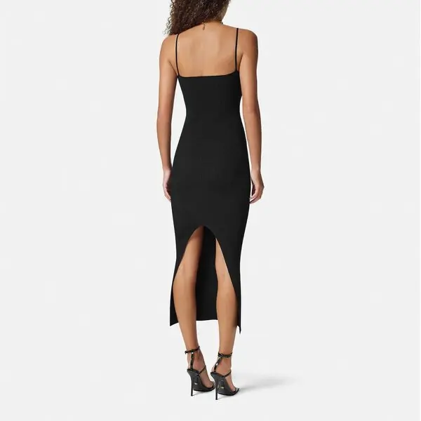 Versace Knitted Midi Dress With Safety Pin Hardware