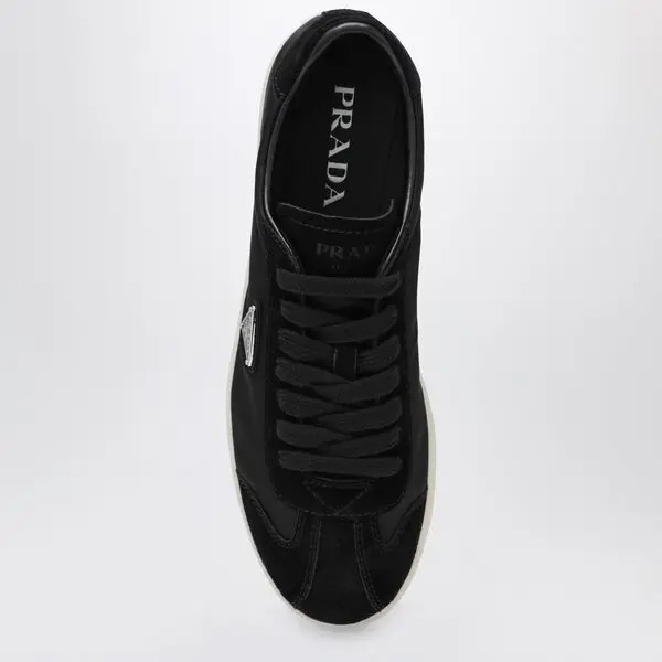 Prada Fabric And Suede Lace-up Sneakers