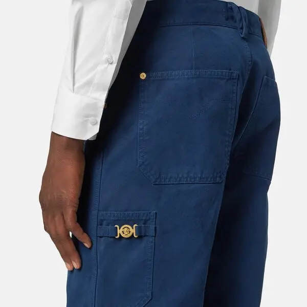 Versace Petrol Cotton Carpenter Trousers