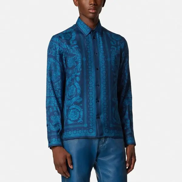 Versace Slim-fit Printed Silk Twill Shirt