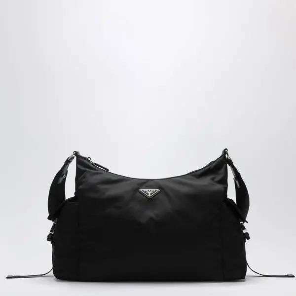 Prada Re-nylon And Leather Hobo Bag - Black