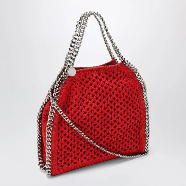 Stella McCartney Falabella Mini Tote Bag In Perforated Cotton Knit - Red