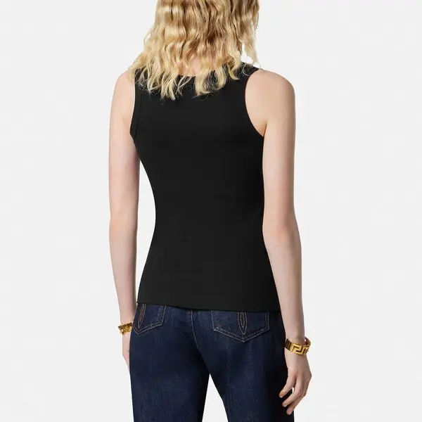 Versace Ribbed Cotton Tank Top - Black