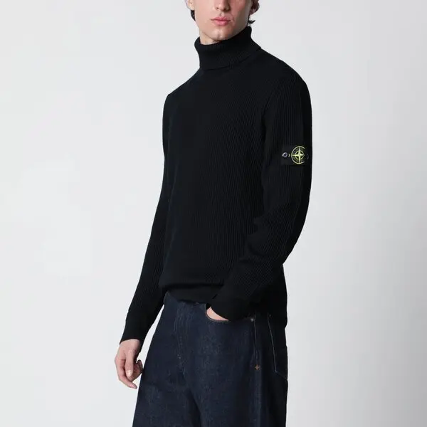 Stone Island Ribbed Turtleneck Sweater - Blue