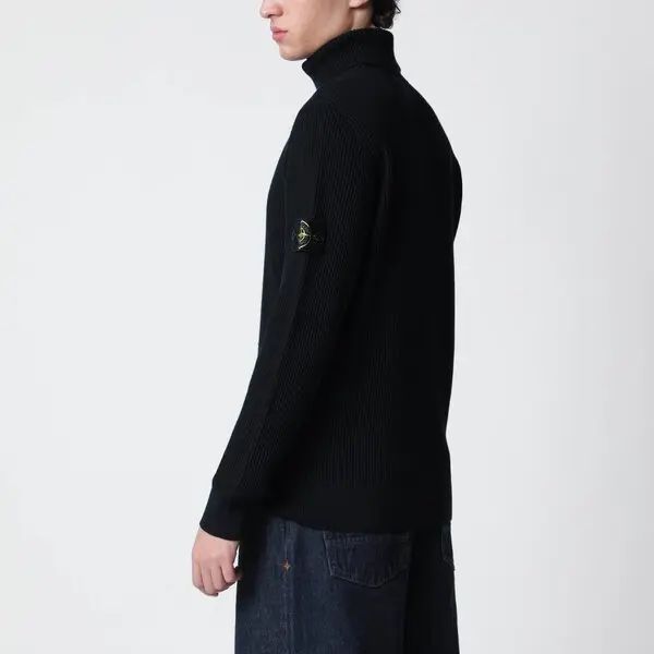 Stone Island Ribbed Turtleneck Sweater - Blue