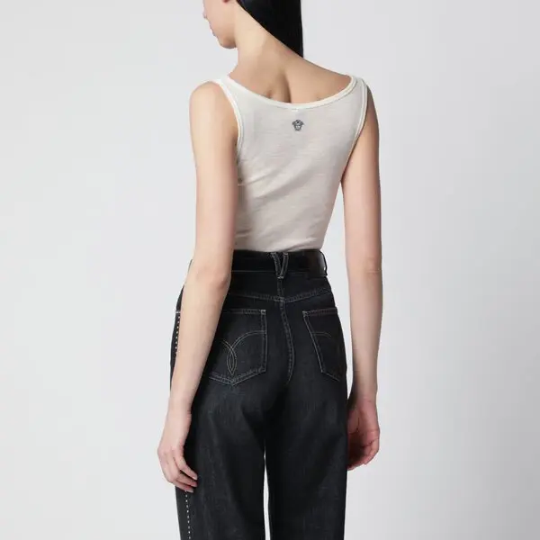 Versace Ribbed Wool Tank Top - White