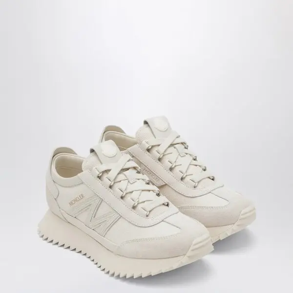 Moncler Lace-up Canvas And Leather Sneakers - Beige