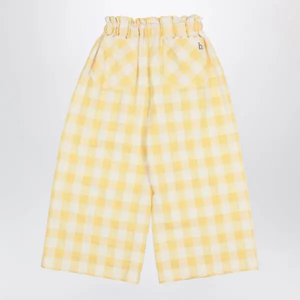 BÚHO Cotton Blend Seersucker Checkered Wide-leg Trousers