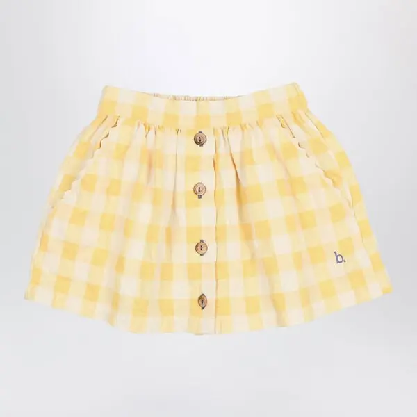 BÚHO Cotton Blend Seersucker Skirt With Check Pattern