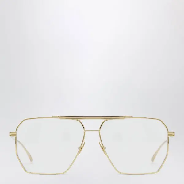 Bottega Veneta Gold Metal Aviator Sunglasses - Transparent