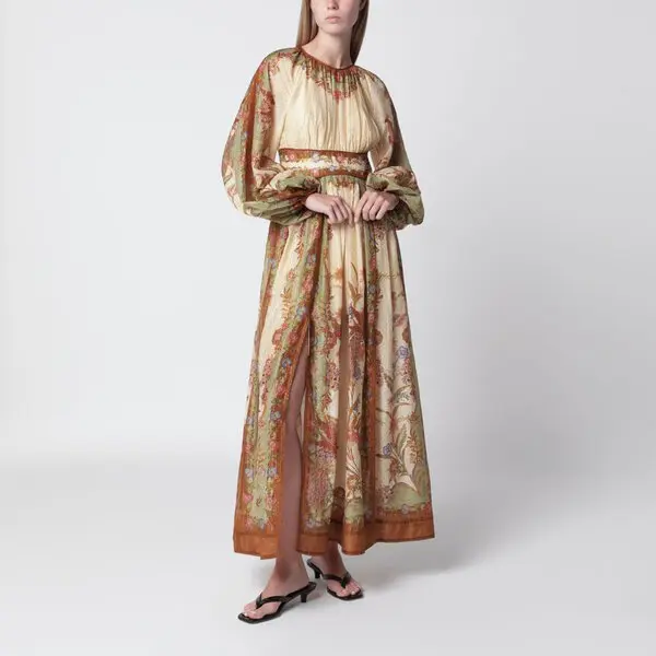 Zimmermann Cream Cotton And Silk Floral Maxi Dress - Multicolor