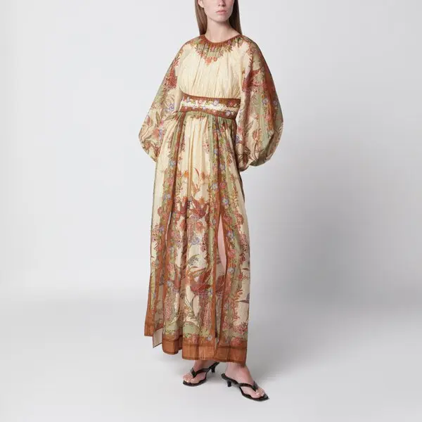 Zimmermann Cream Cotton And Silk Floral Maxi Dress - Multicolor