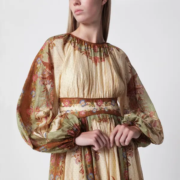 Zimmermann Cream Cotton And Silk Floral Maxi Dress - Multicolor