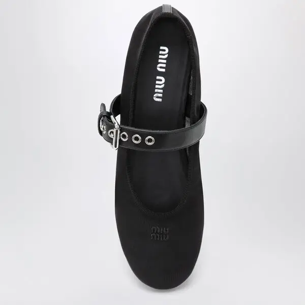 Miu Miu Fabric Ballet Flats With Buckle