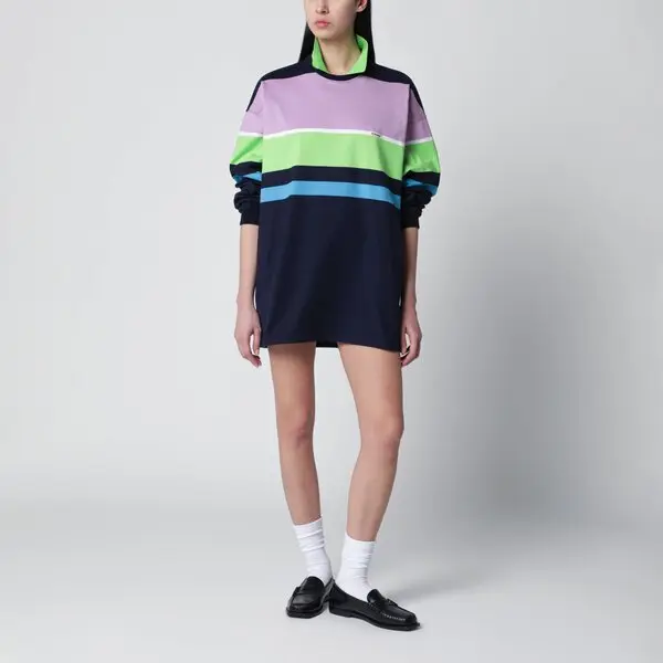 Versace Color-block Striped Long-sleeve Cotton Mini Dress - Multicolor