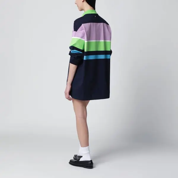 Versace Color-block Striped Long-sleeve Cotton Mini Dress - Multicolor