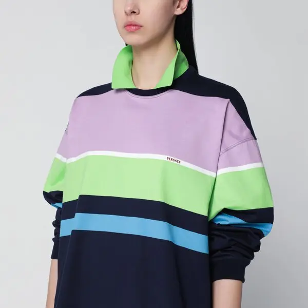 Versace Color-block Striped Long-sleeve Cotton Mini Dress - Multicolor