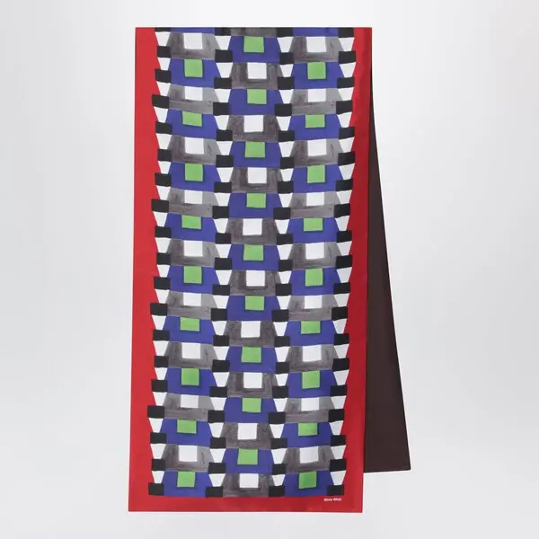Miu Miu Silk Twill Scarf With A Geometric Print - Multicolor