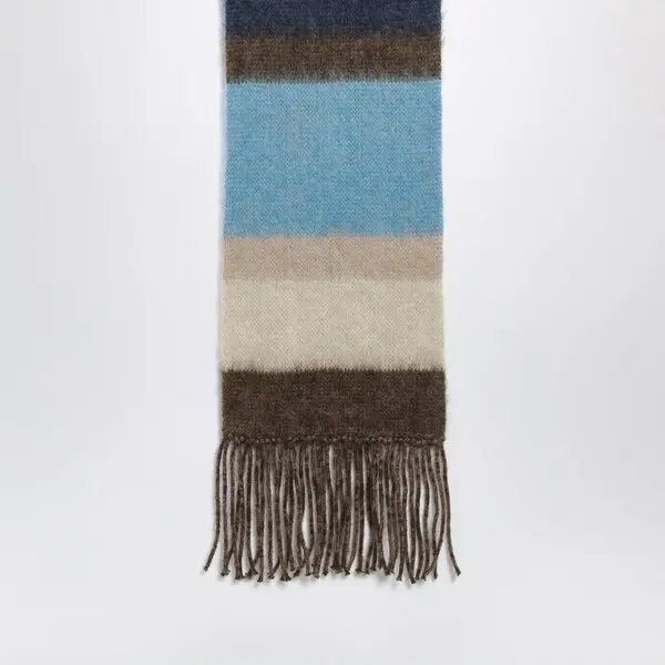 Miu Miu Striped Wool Scarf With Fringes