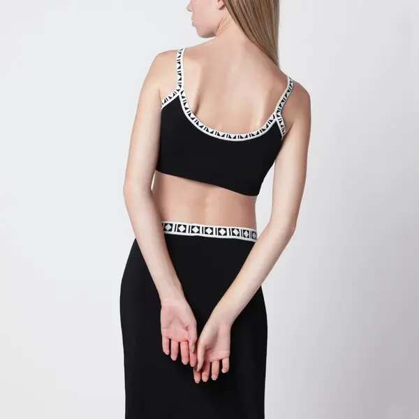 Versace Viscose-blend Cropped Top With Jacquard Trim