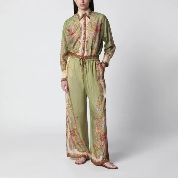 Zimmermann Indra Relaxed Floral Print Silk Trousers - Multicolor