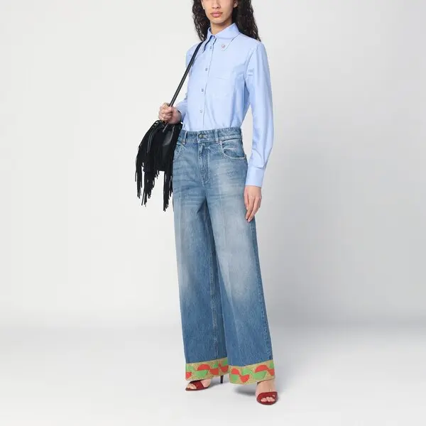 Valentino Garavani High Waist Jeans With Jacquard Embellishment
