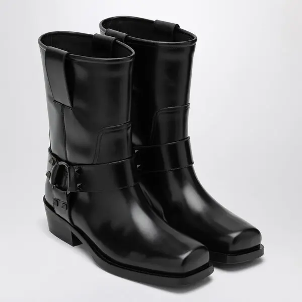 Valentino Garavani Leather Biker Rockstud Boots