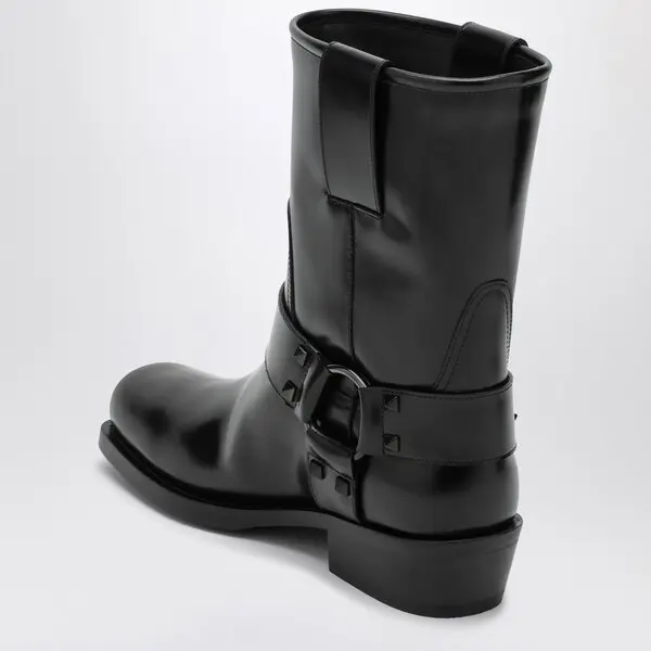 Valentino Garavani Leather Biker Rockstud Boots
