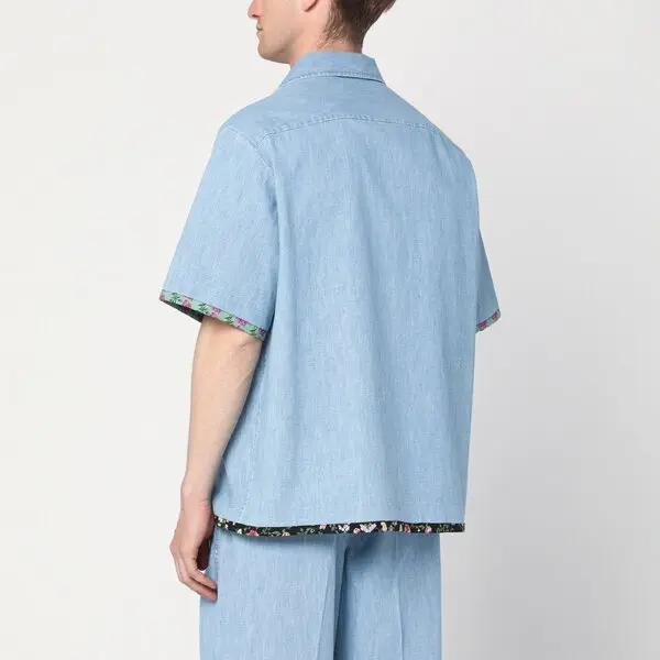 Valentino Garavani Denim Shirt With Floral Trims