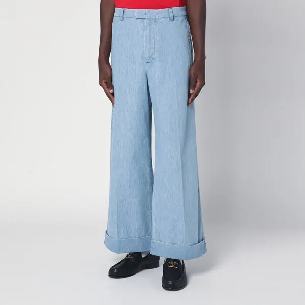 Valentino Garavani Wide Leg Cuffed Jeans