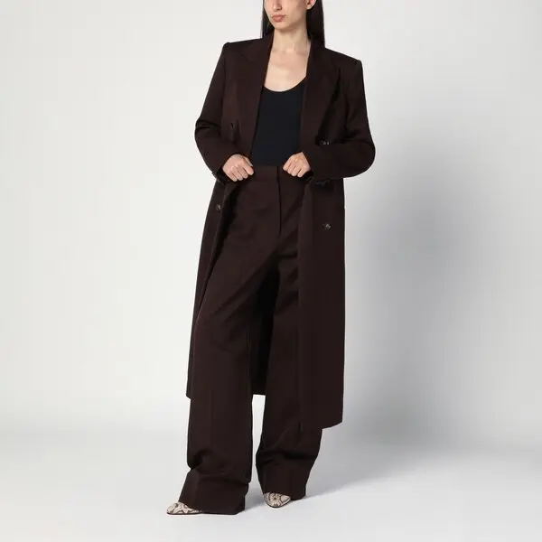 Stella McCartney Double-breasted Plum Wool Coat