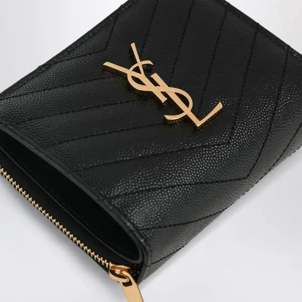 Saint Laurent Cassandre Quilted Compact Zip-around Wallet