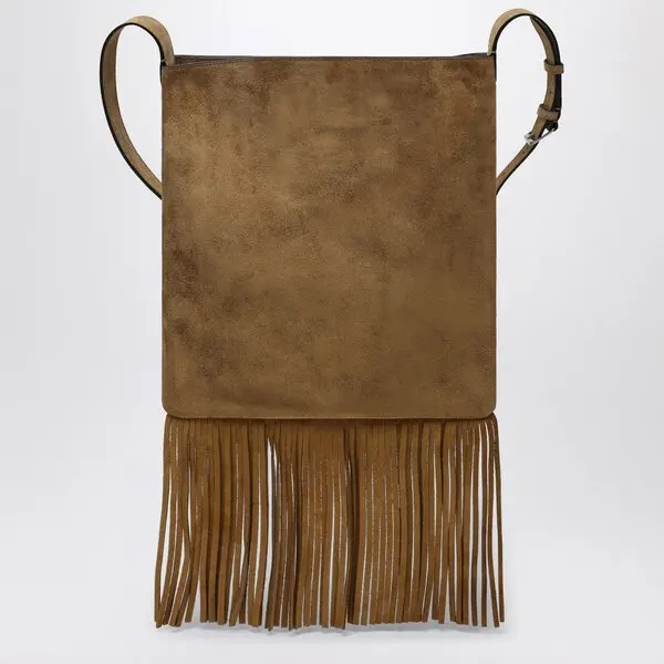Valentino Garavani Suede Shoulder Bag With Fringed Trim